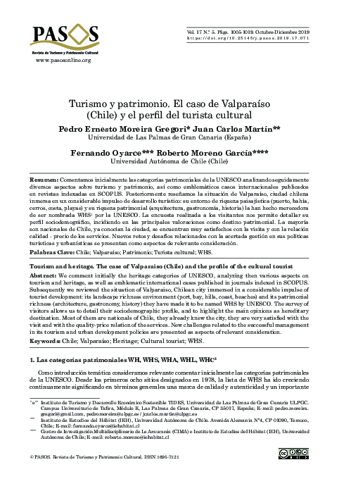 (PDF) Turismo y patrimonio. El caso de Valparaíso (Chile) y el perfil del turista cultural ...
