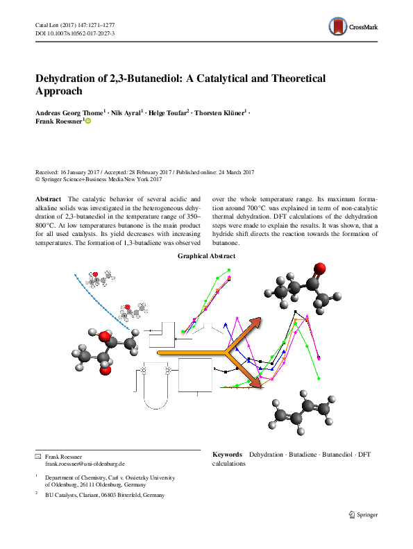 (PDF) Dehydration of 2,3-Butanediol: A Catalytical and Theoretical Approach
