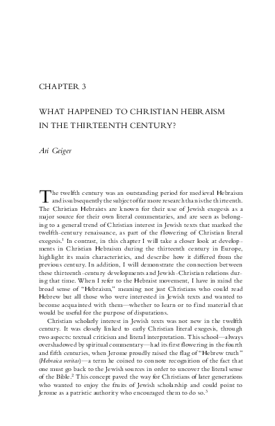 (PDF) What Happened to Christian Hebraism in the Thirteenth Century?