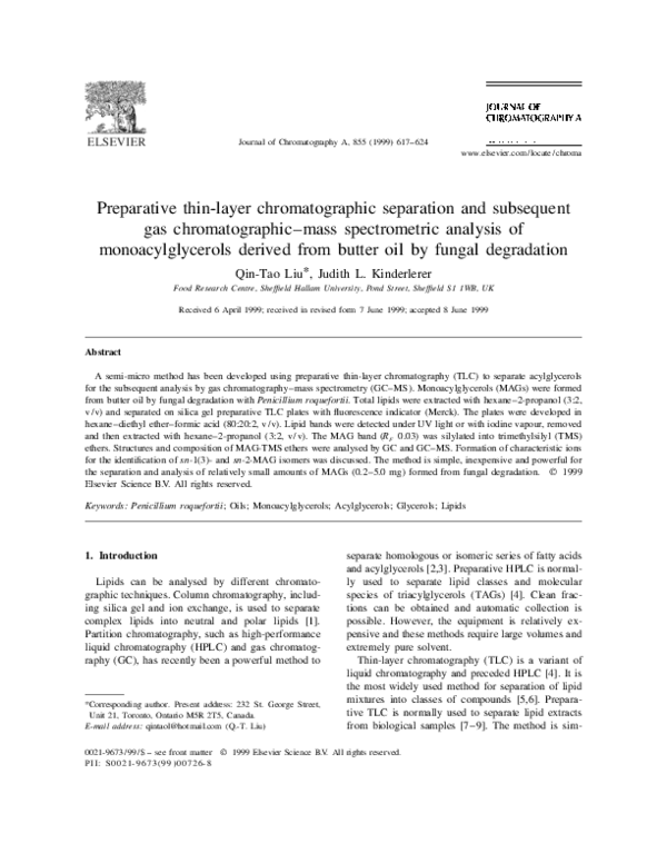(PDF) Preparative thin-layer chromatographic separation and subsequent gas chromatographic–mass ...