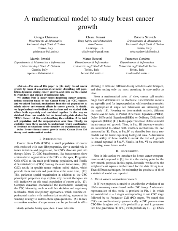 (PDF) A mathematical model to study breast cancer growth