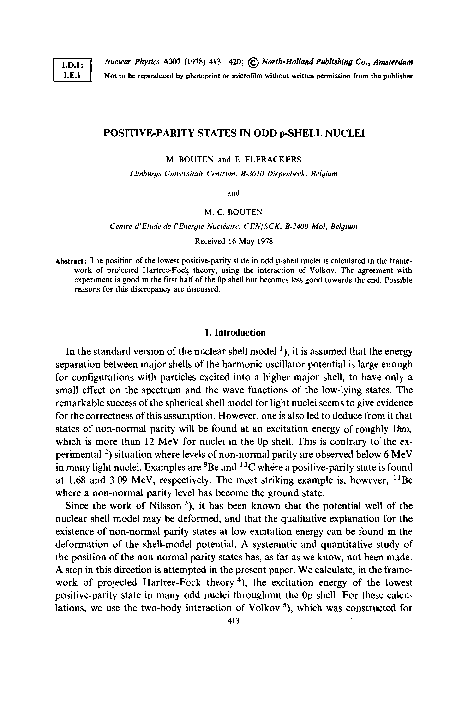 (PDF) Positive-parity states in odd p-shell nuclei