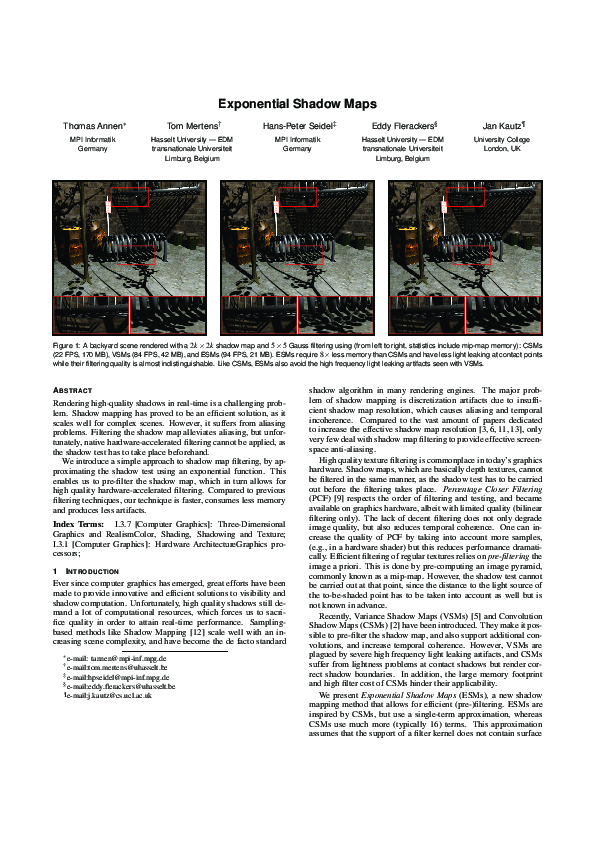 (PDF) Exponential shadow maps