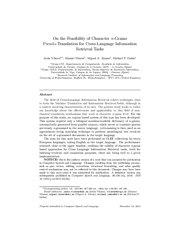 (PDF) On the feasibility of character n-grams pseudo-translation for ...