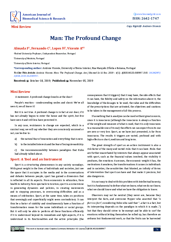 (PDF) Man: The Profound Change