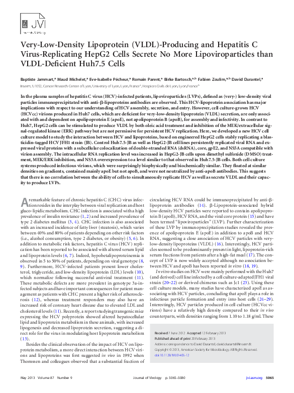 (PDF) Very-Low-Density Lipoprotein (VLDL)-Producing and Hepatitis C ...