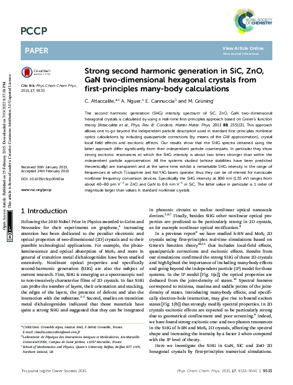 (PDF) Strong second harmonic generation in SiC, ZnO, GaN two ...