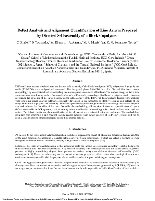 Pdf Defect Analysis And Alignment Quantification Of Line Arrays