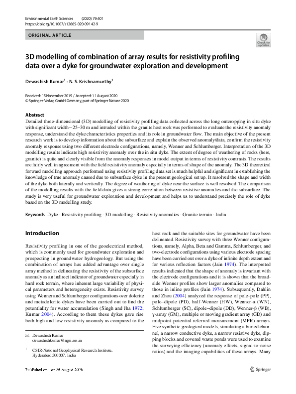 (PDF) 3D modelling of combination of array results for resistivity profiling data over a dyke ...