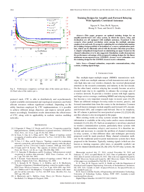 Pdf Training Designs For Amplify And Forward Relaying With Spatially Correlated Antennas
