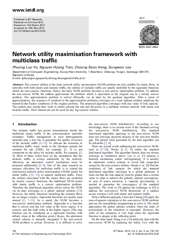 (PDF) Network utility maximisation framework with multiclass traffic ...