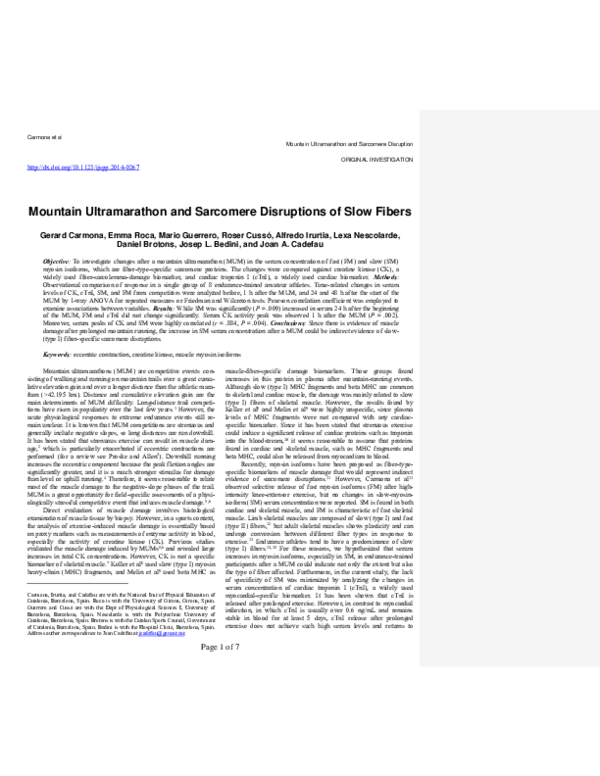 (PDF) Mountain Ultra-Marathon Causes Sarcomere Disruptions of Slow ...
