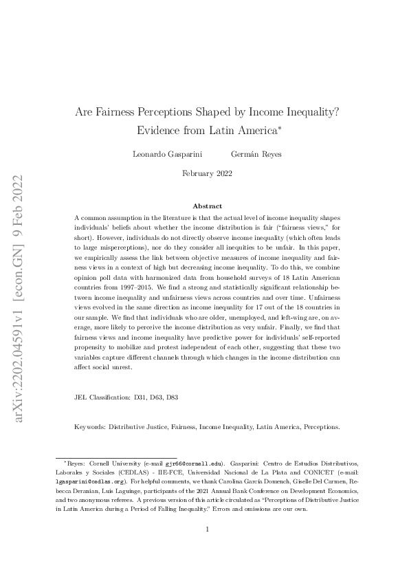 (PDF) Are fairness perceptions shaped by income inequality? evidence ...