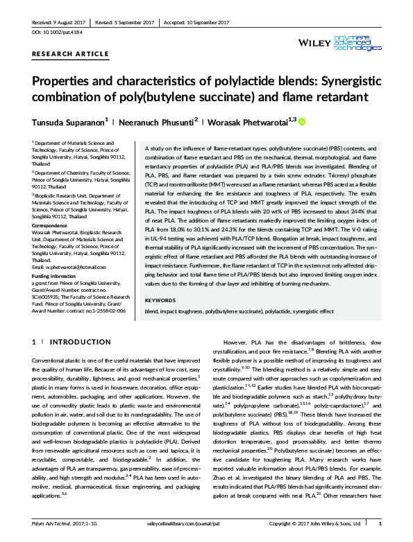 (PDF) Properties and characteristics of polylactide blends: Synergistic ...