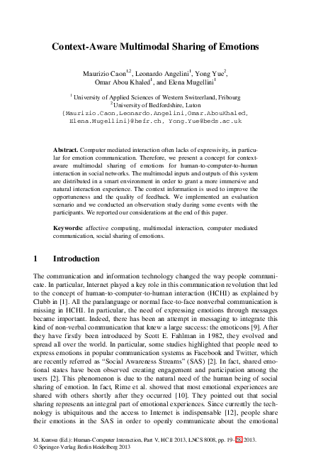 (PDF) Context-aware multimodal sharing of emotions