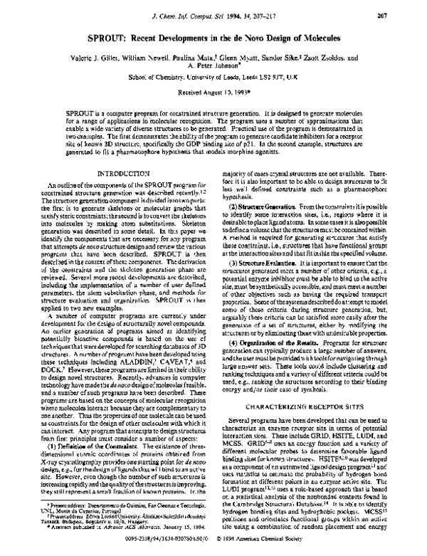 (PDF) SPROUT: Recent developments in the de novo design of molecules