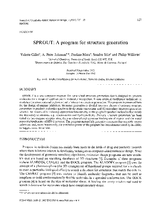 (PDF) SPROUT: A program for structure generation