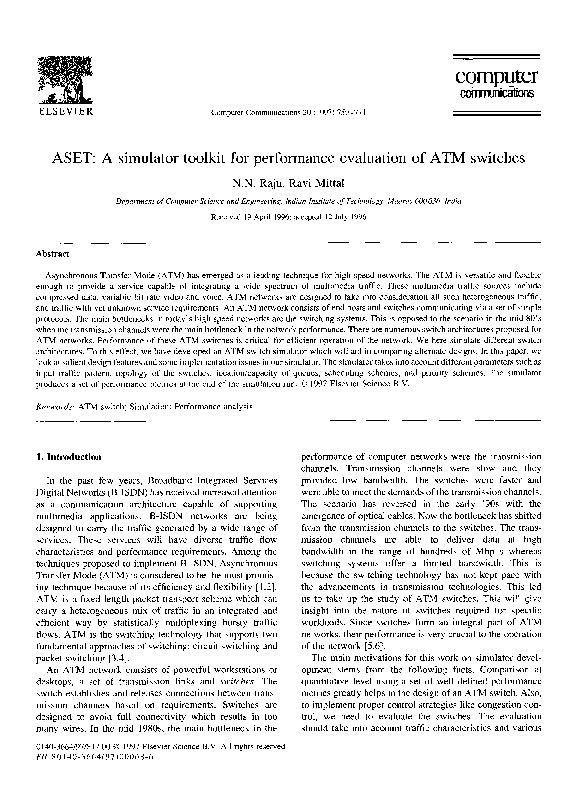 (PDF) ASET: A simulator toolkit for performance evaluation of ATM switches