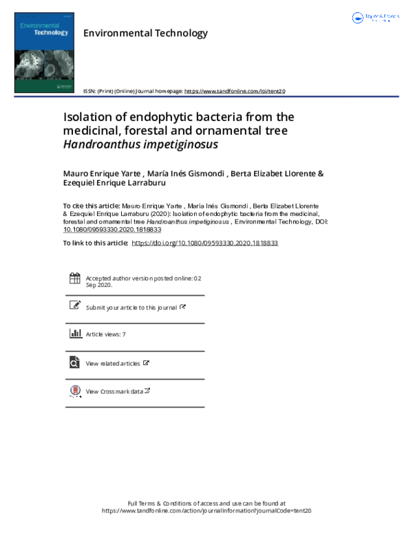 (PDF) Isolation of endophytic bacteria from the medicinal, forestal and ...