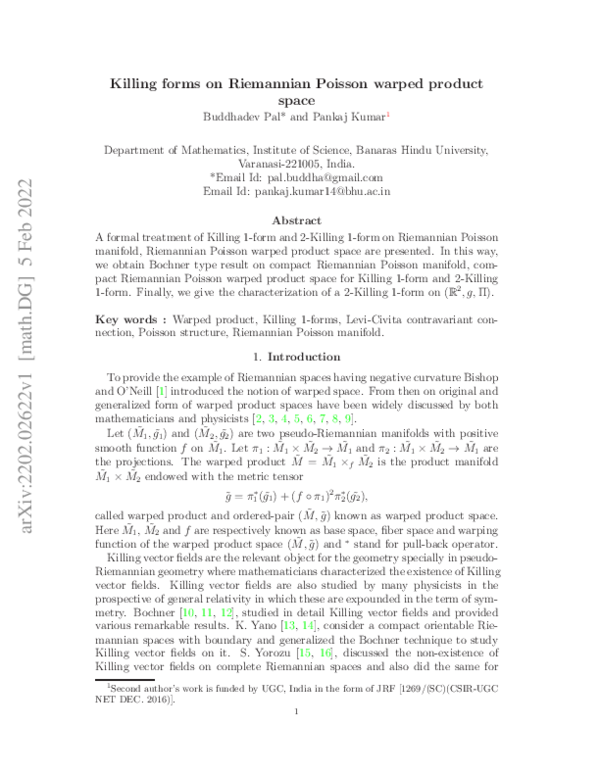 (PDF) Killing forms on Riemannian Poisson warped product space