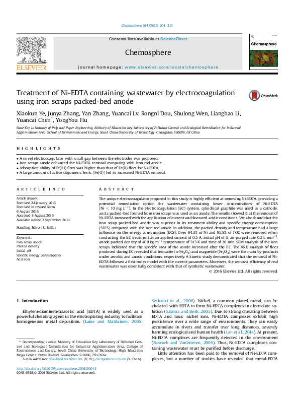 (PDF) Treatment of Ni-EDTA containing wastewater by electrocoagulation ...
