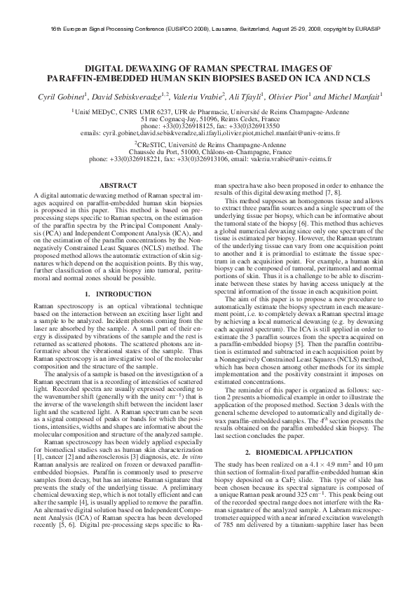 (PDF) Digital Dewaxing Of Raman Spectral Images Of Paraffin-Embedded ...