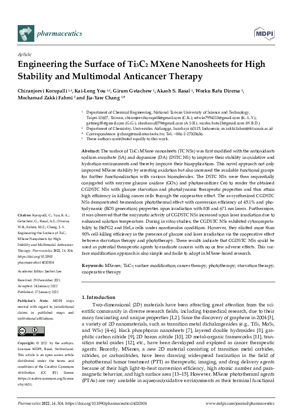 (PDF) Engineering the Surface of Ti3C2 MXene Nanosheets for High ...