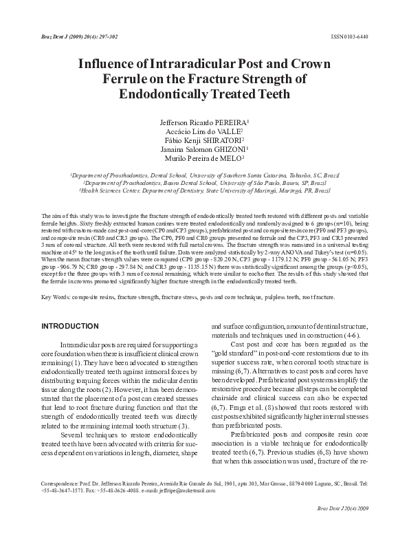 (PDF) Influence of intraradicular post and crown ferrule on the ...