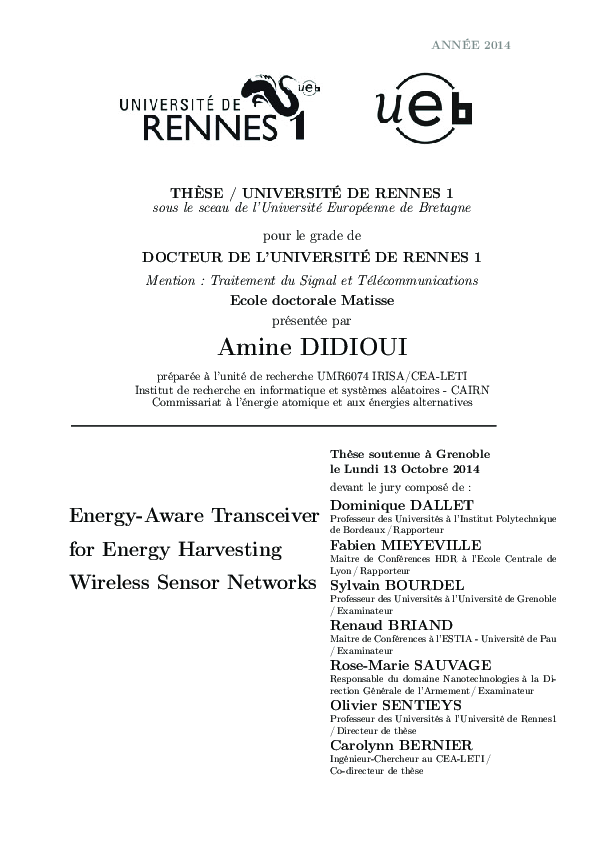 (PDF) Energy-aware transceiver for energy harvesting wireless sensor networks