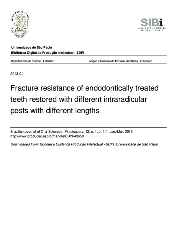 (PDF) Fracture resistance of endodontically treated teeth restored with ...