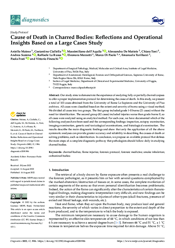 (PDF) Cause of Death in Charred Bodies: Reflections and Operational ...