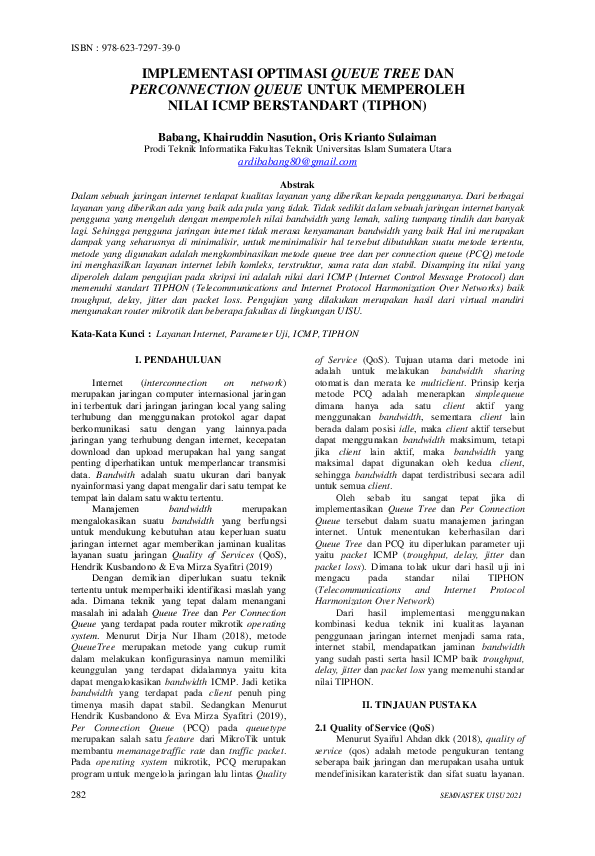 (PDF) Implementasi Optimasi Queue Tree Dan Perconnection Queue Untuk ...