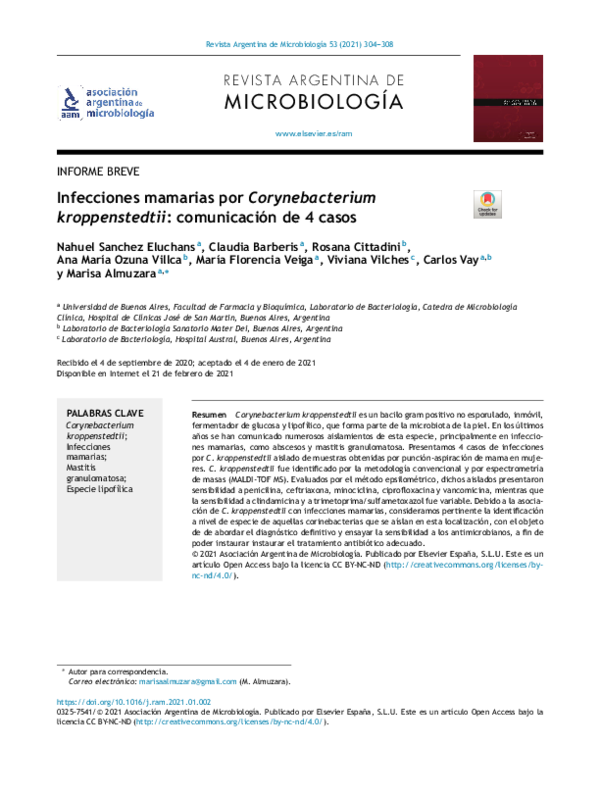 (PDF) Infecciones mamarias por Corynebacterium kroppenstedtii ...
