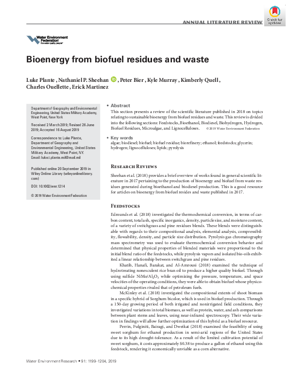 (PDF) Bioenergy from biofuel residues and waste