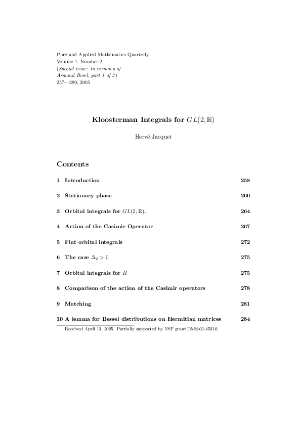 (PDF) Kloosterman integrals for GL(2,R)