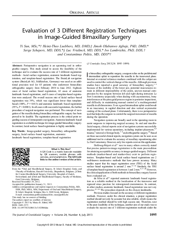 (PDF) Evaluation of 3 Different Registration Techniques in Image-Guided ...