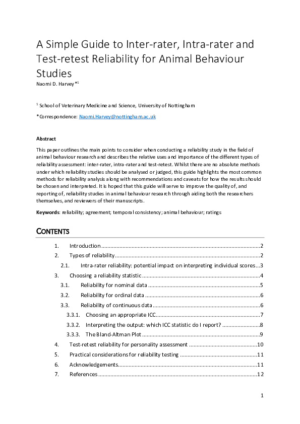 (PDF) A Simple Guide to Inter-rater, Intra-rater and Test-retest ...