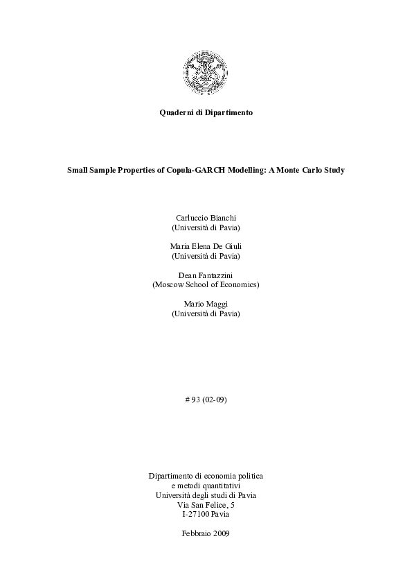 (PDF) Small sample properties of copula-GARCH modelling: a Monte Carlo ...