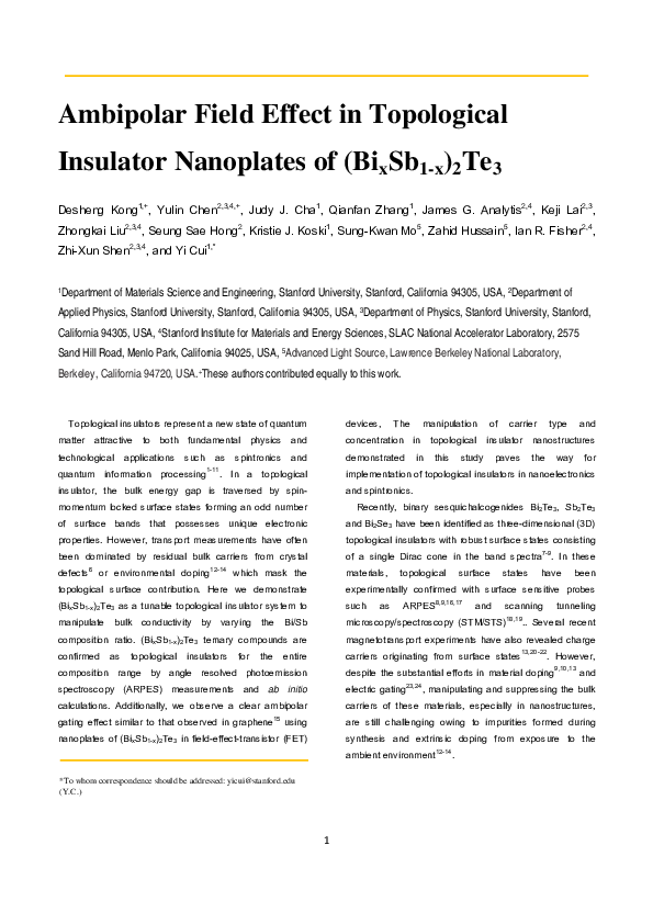 (PDF) Ambipolar field effect in the ternary topological insulator (BixSb1–x)2Te3 by composition ...