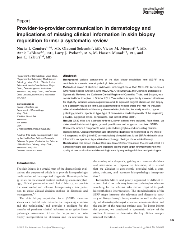(PDF) Provider-to-provider communication in dermatology and ...