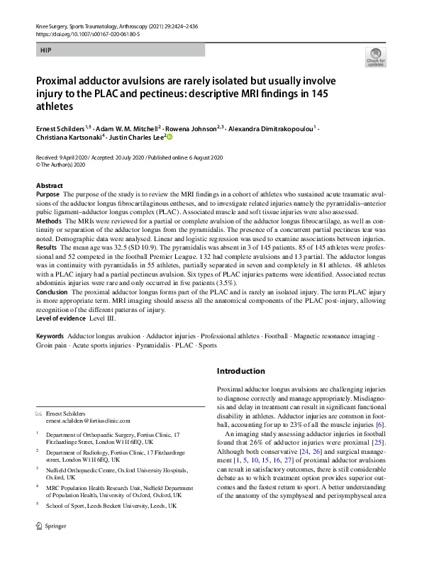 (PDF) Proximal adductor avulsions are rarely isolated but usually ...