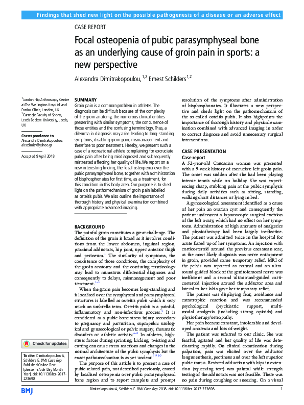 (PDF) Focal osteopenia of pubic parasymphyseal bone as an underlying ...