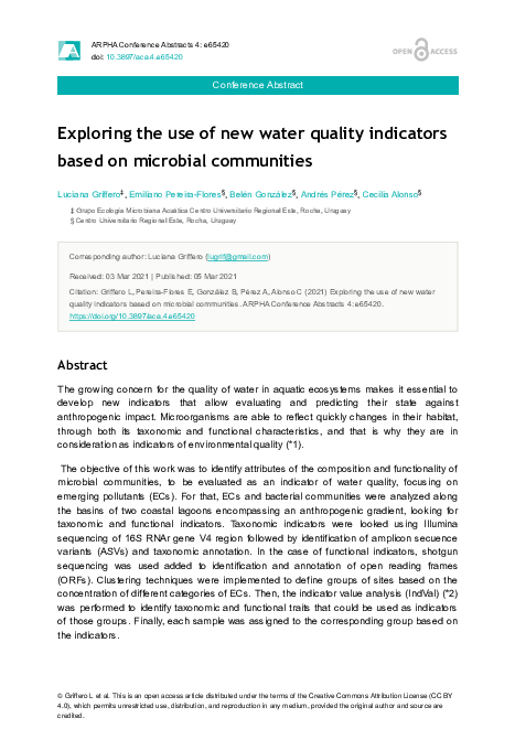 (PDF) Exploring the use of new water quality indicators based on ...