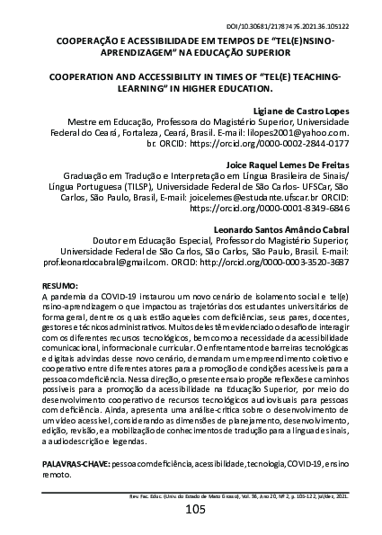 (PDF) Cooperação e Acessibilidade Em Tempos De “Tel(E)Nsino ...