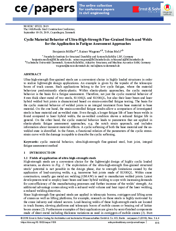 (PDF) Cyclic Material Behavior of Ultra‐High‐Strength Fine‐Grained ...
