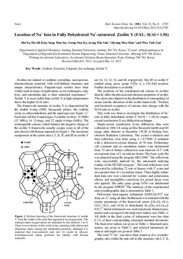 (PDF) Location of Na+Ions in Fully Dehydrated Na+-saturated Zeolite Y ...