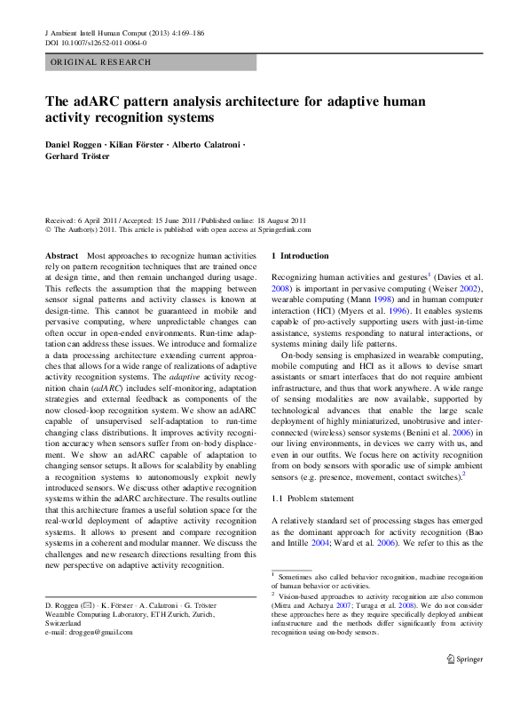 (PDF) The adARC pattern analysis architecture for adaptive human ...