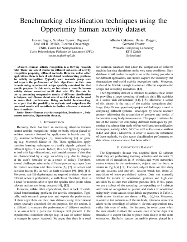 (PDF) Benchmarking classification techniques using the Opportunity ...