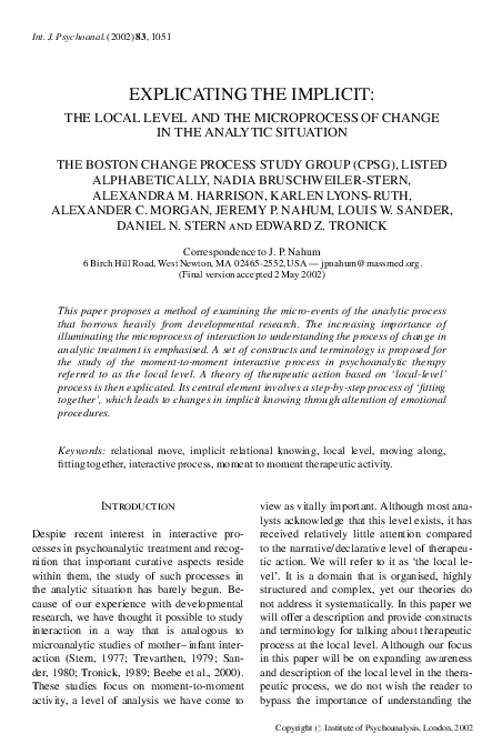(PDF) Explicating the implicit: The local level and the microprocess of change in the analytic ...
