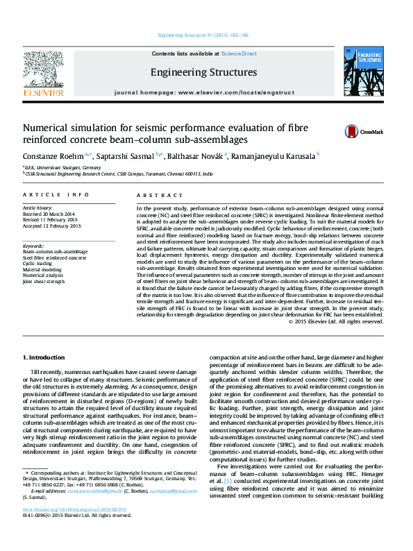 (PDF) Numerical simulation for seismic performance evaluation of fibre reinforced concrete beam ...